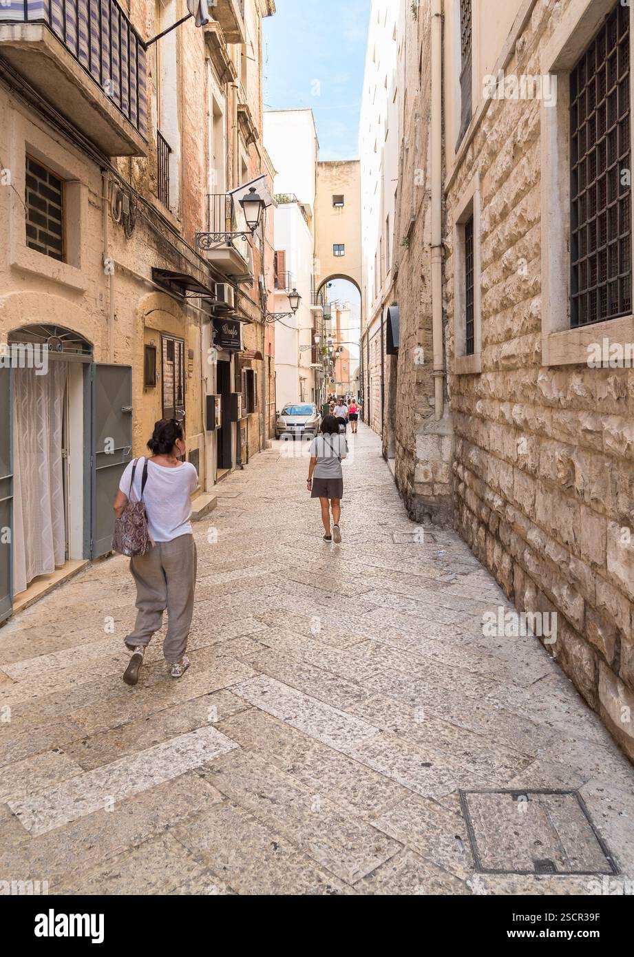 Bari, Puglia, Italy - October 10, 2023: A narrow cobblestone street in ...