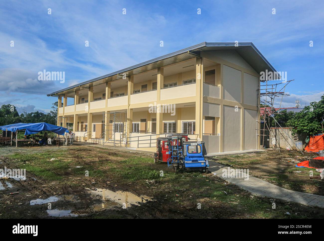 New school building under construction, rural Philippines, part of ...