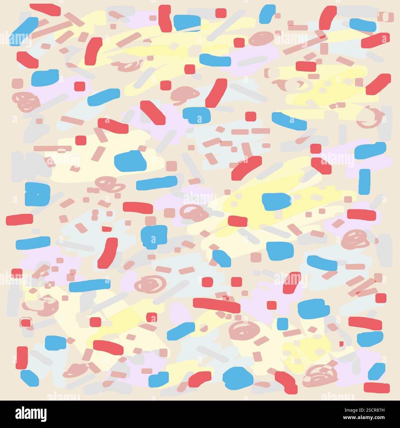 Doodle Handdrawn Pop Design, Primary Colors, Abstract Vibrant Line ...