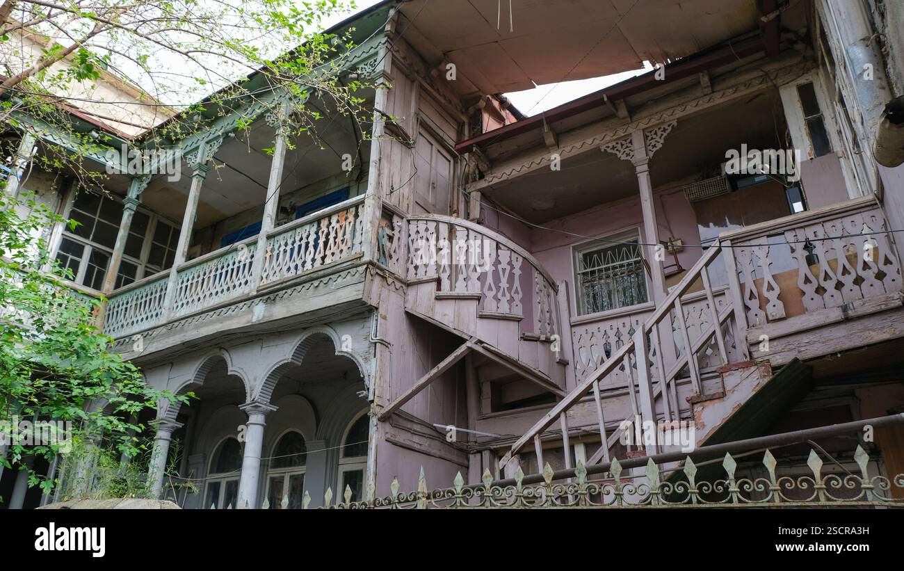 Traditional wooden balconies in Old Tbilisi, Georgia Stock Photo - Alamy