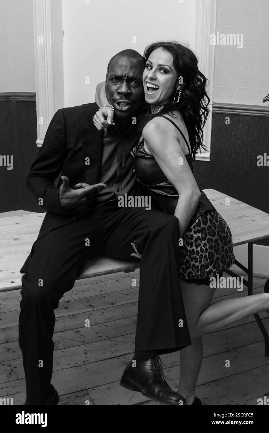 Actors Gary Beadle and Jan Anderson in playful mood backstage at the ...