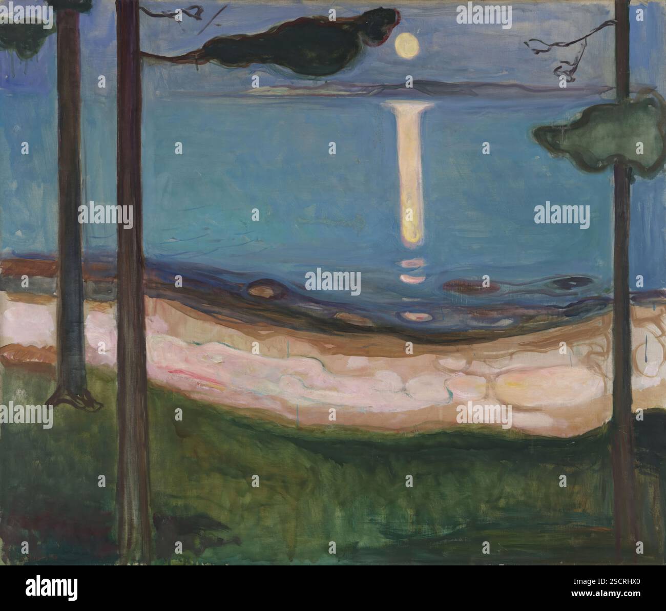 Moonlight, 1895. Additional Info: This painting shows one of Munch’s ...
