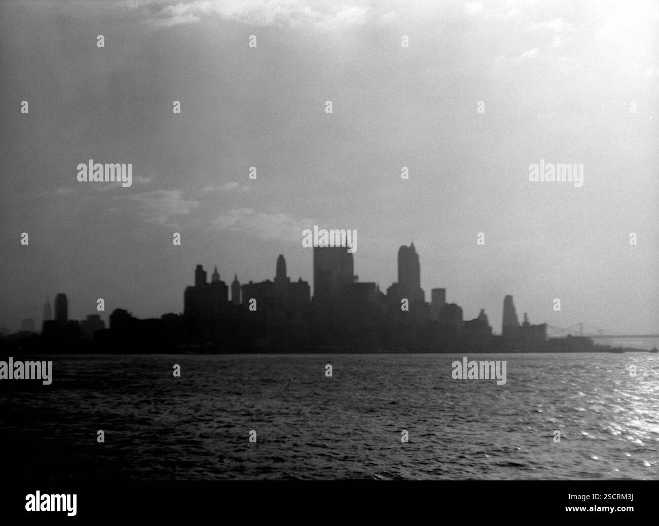 Manhattan skyline in the morning mist. [automated translation] Stock ...