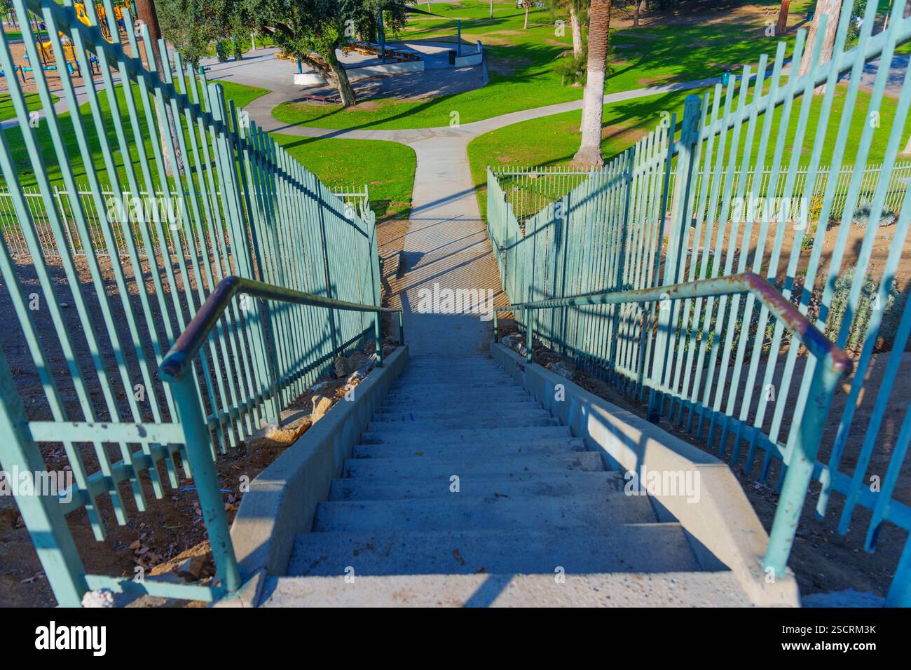 View of stairs descending into Fairmount Park, showcasing walkways and ...