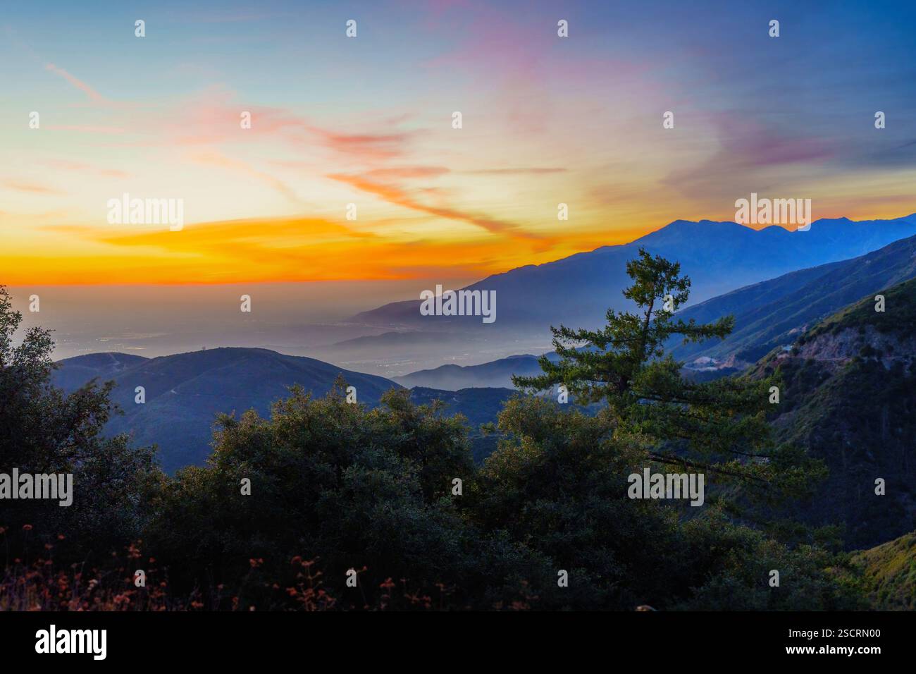 Stunning view of the San Bernardino Mountains with vibrant sunset ...