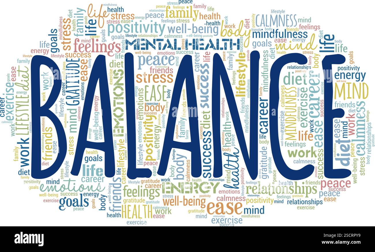 Balance word cloud conceptual design isolated on white background Stock ...