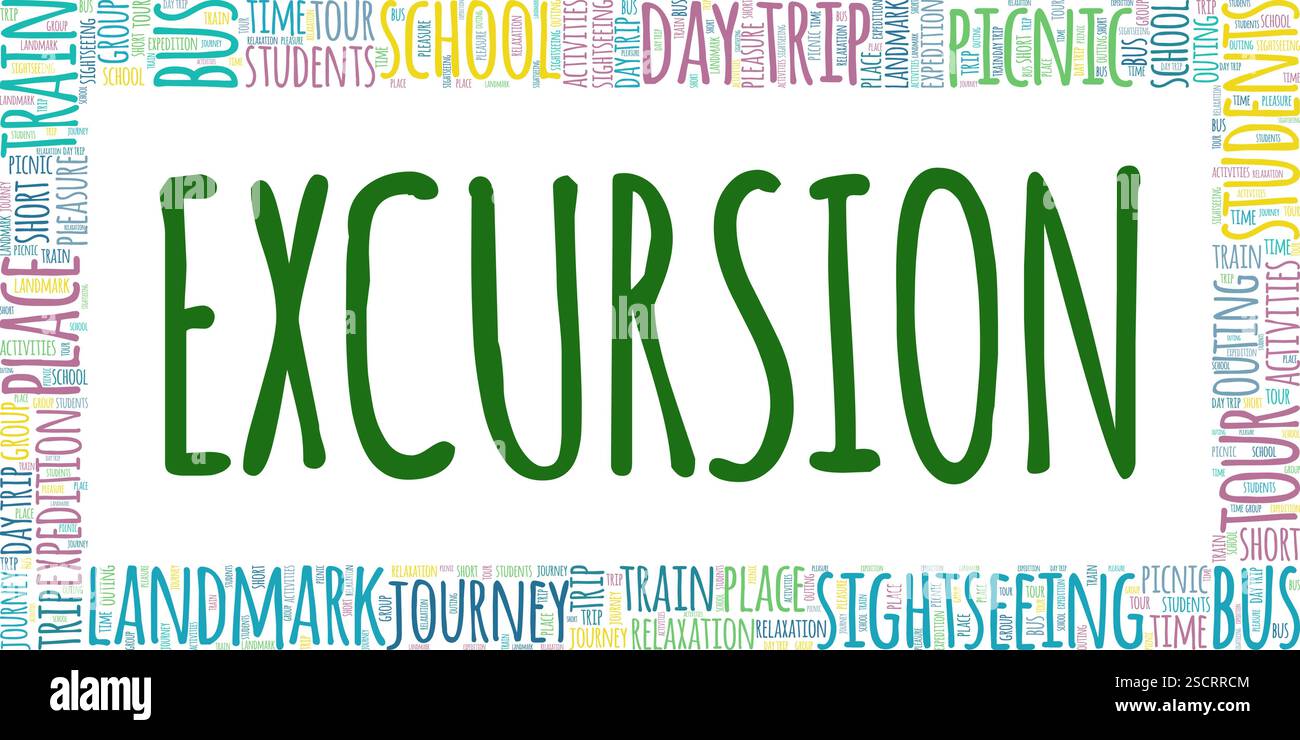 Excursion word cloud conceptual design isolated on white background ...