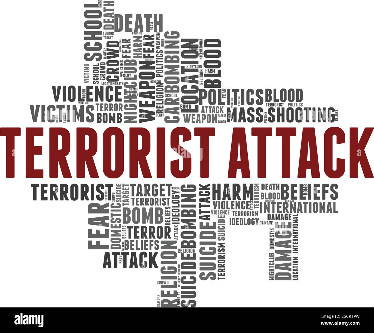 Terrorist Attack word cloud conceptual design isolated on white ...