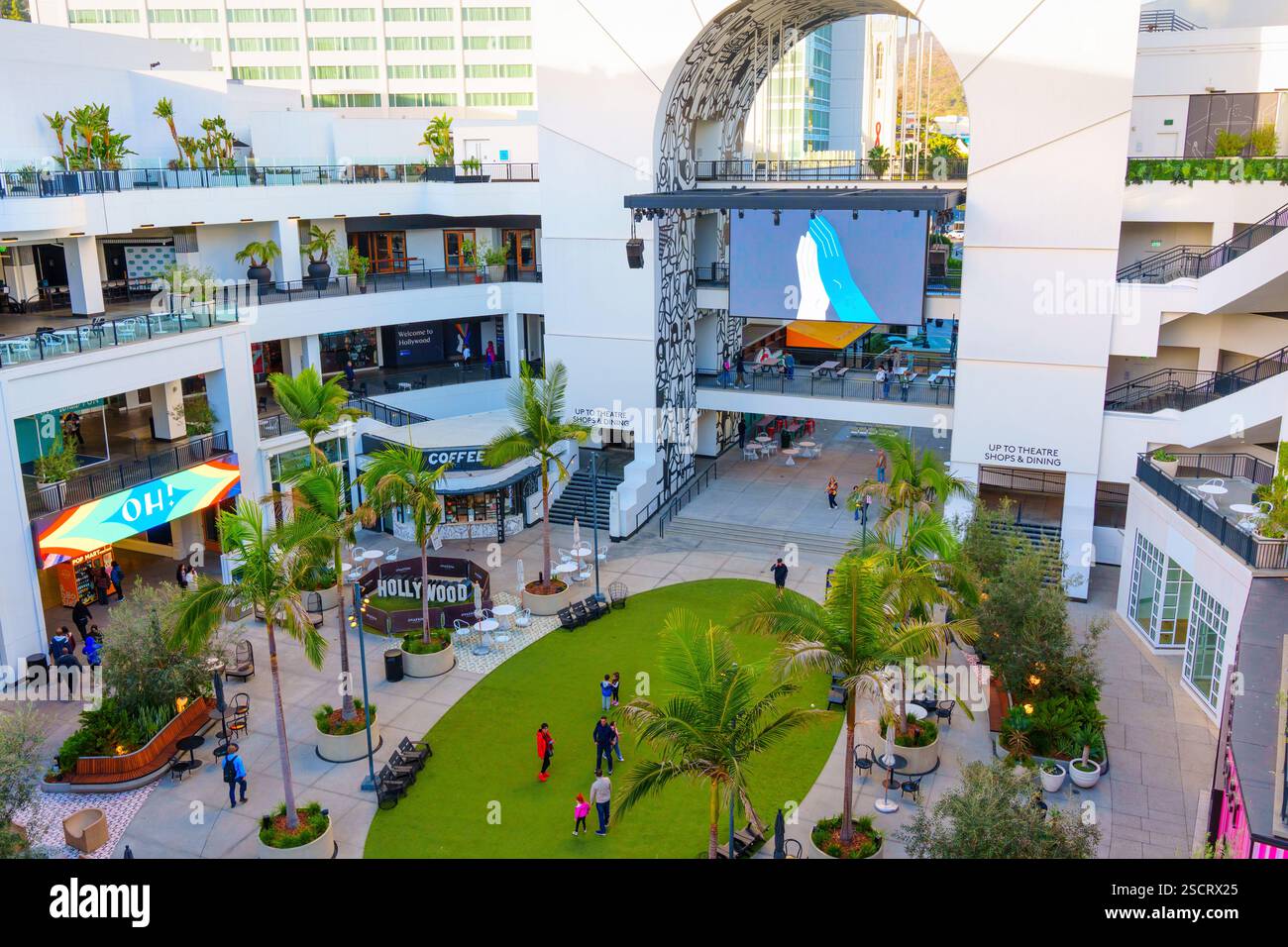 Los Angeles, California - January 8, 2025: Vibrant atrium of FIGat7th ...