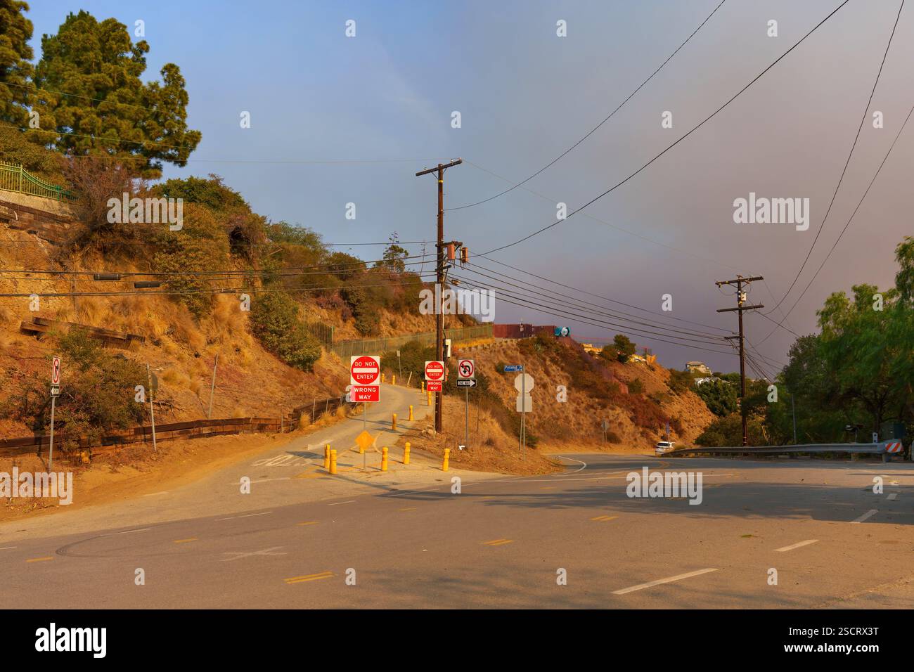 Los Angeles, California - January 8, 2025: View of a winding road near ...