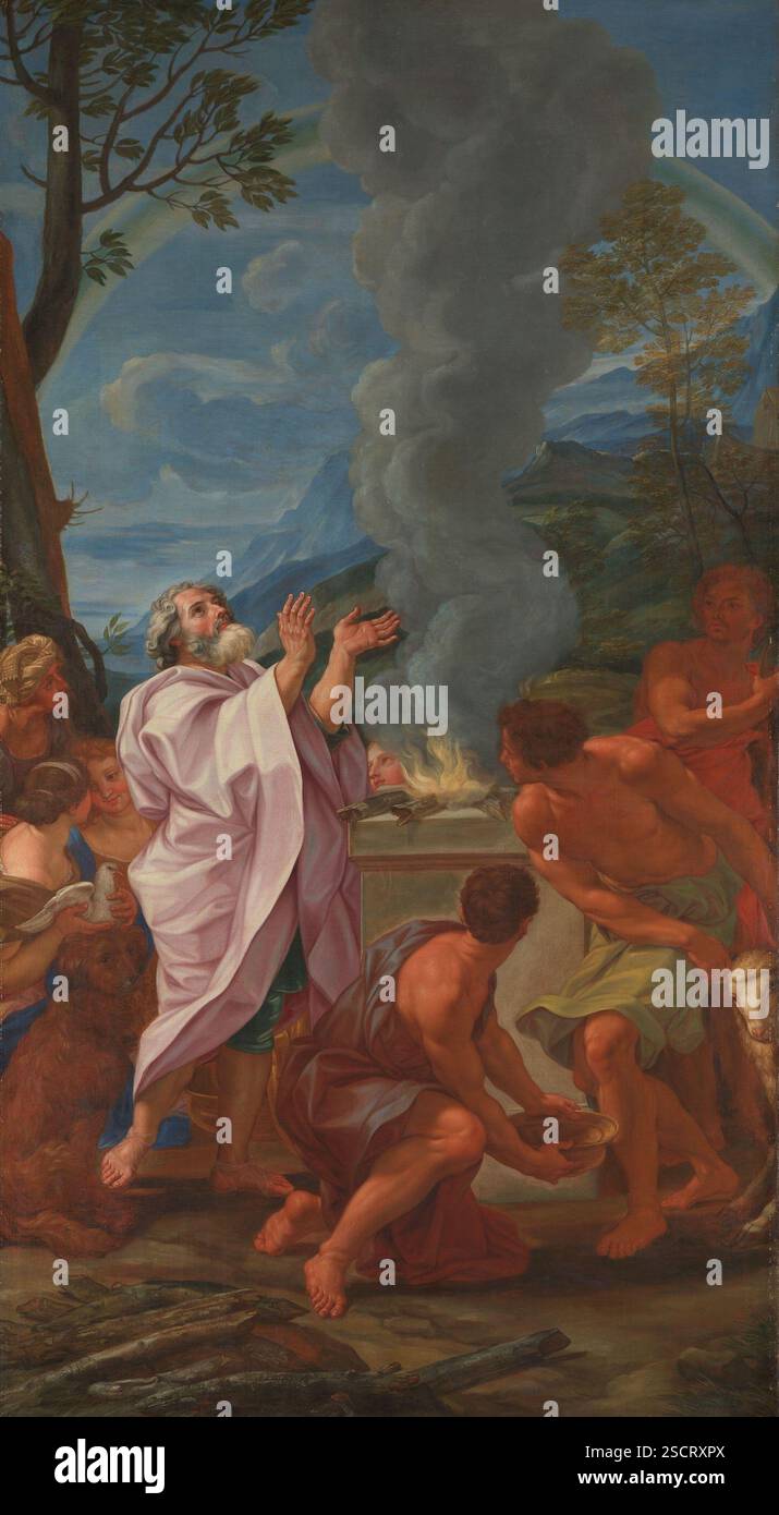 The Sacrifice of Noah, Last half of 17th century Stock Photo - Alamy