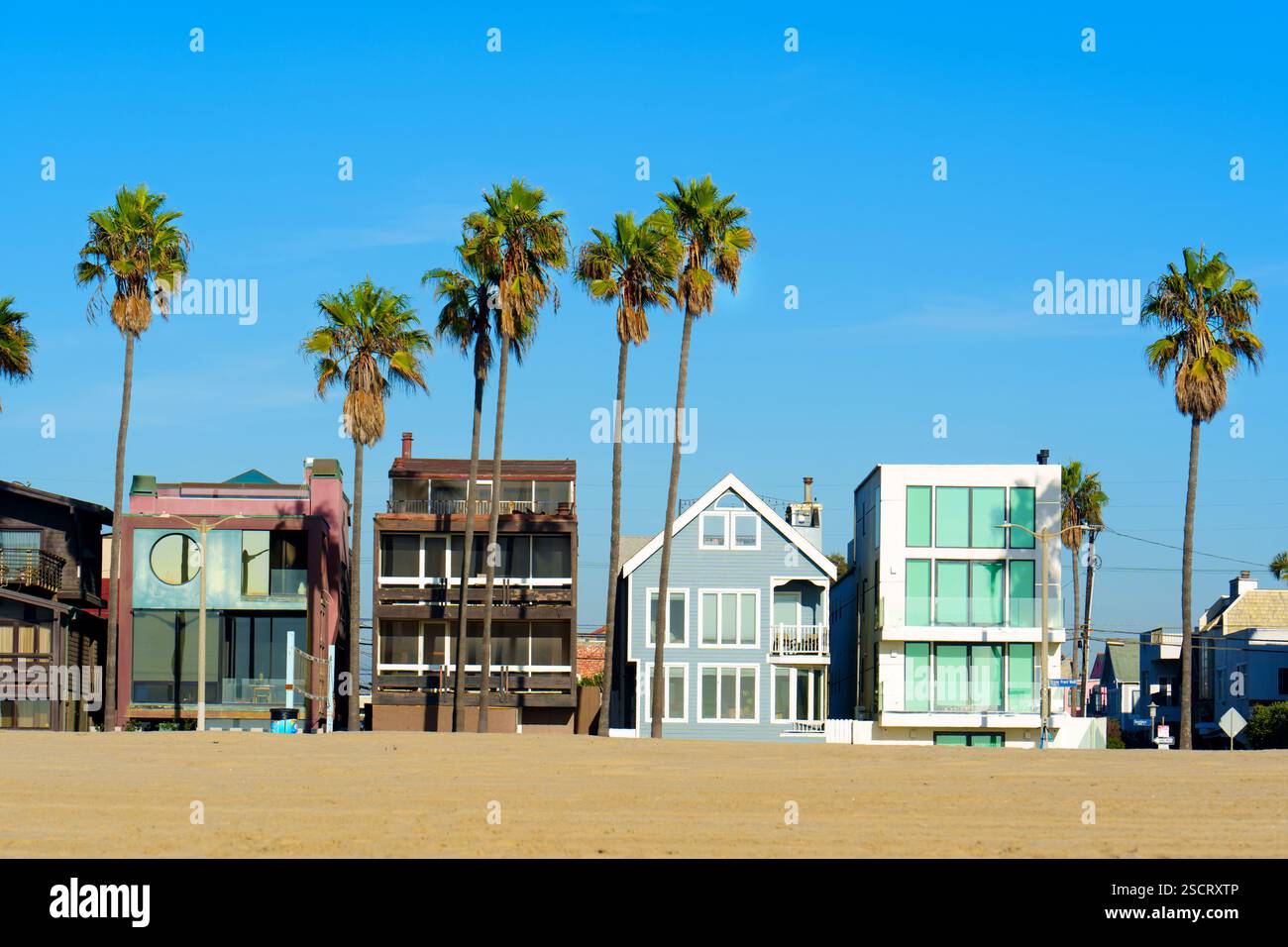 Los Angeles, California - December 18, 2024: Row of colorful beachfront ...
