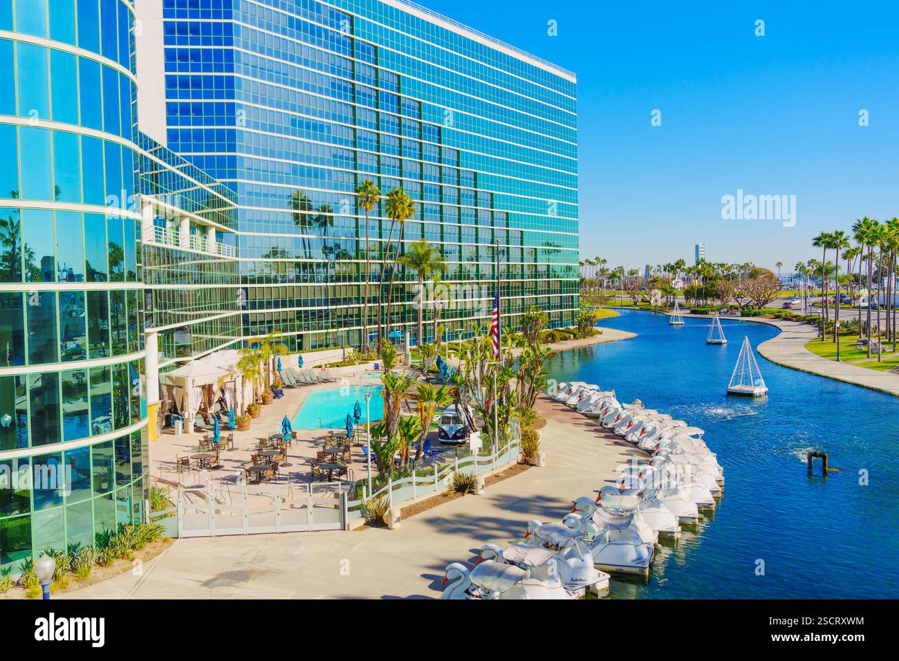 Long Beach, California - January 15, 2025: Aerial perspective of the ...