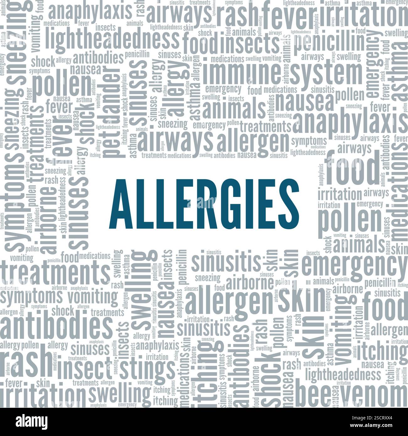 Allergies word cloud conceptual design isolated on white background ...