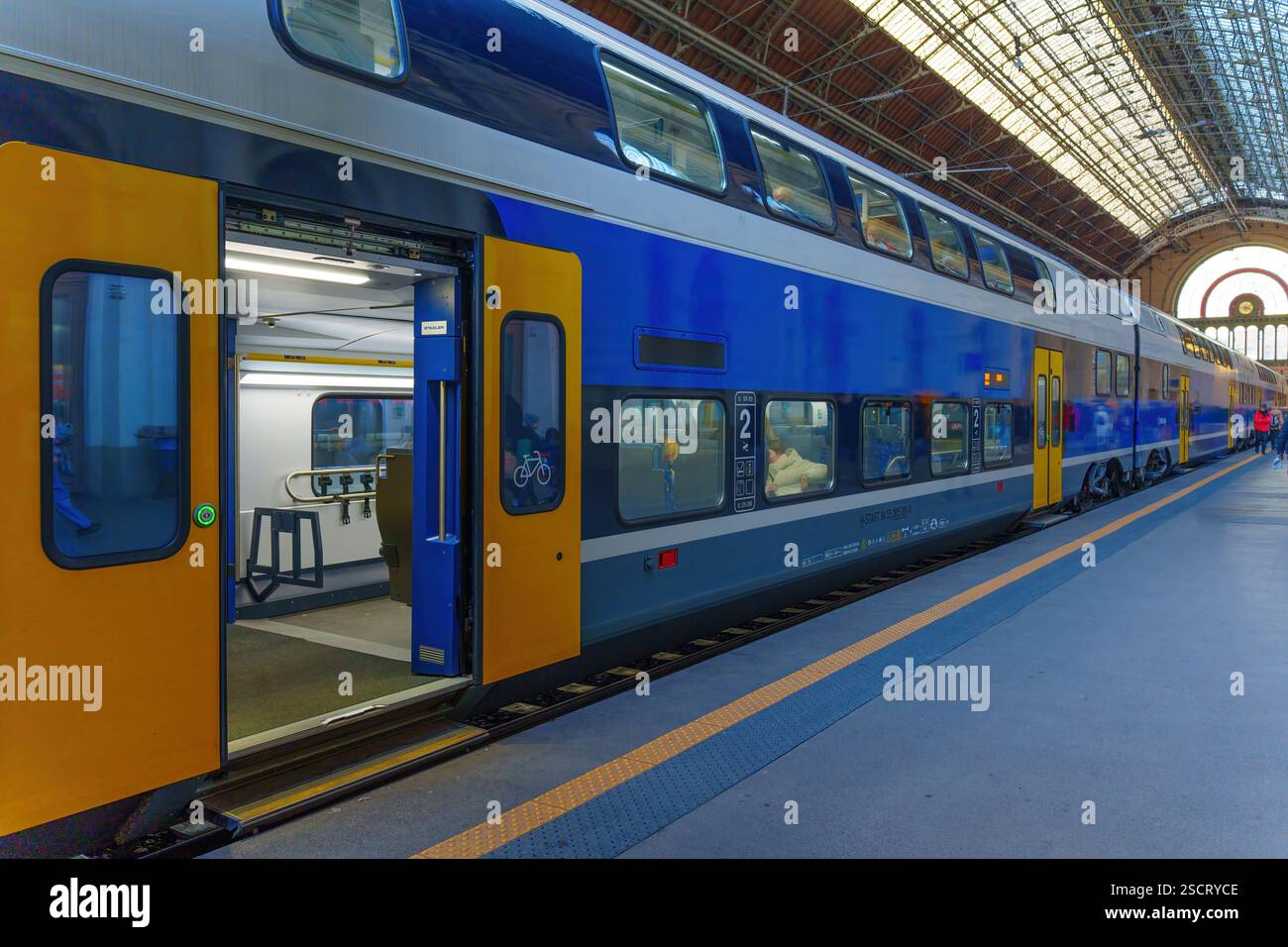 Budapest, Hungary - November 24, 2024: Vibrant double-decker train ...