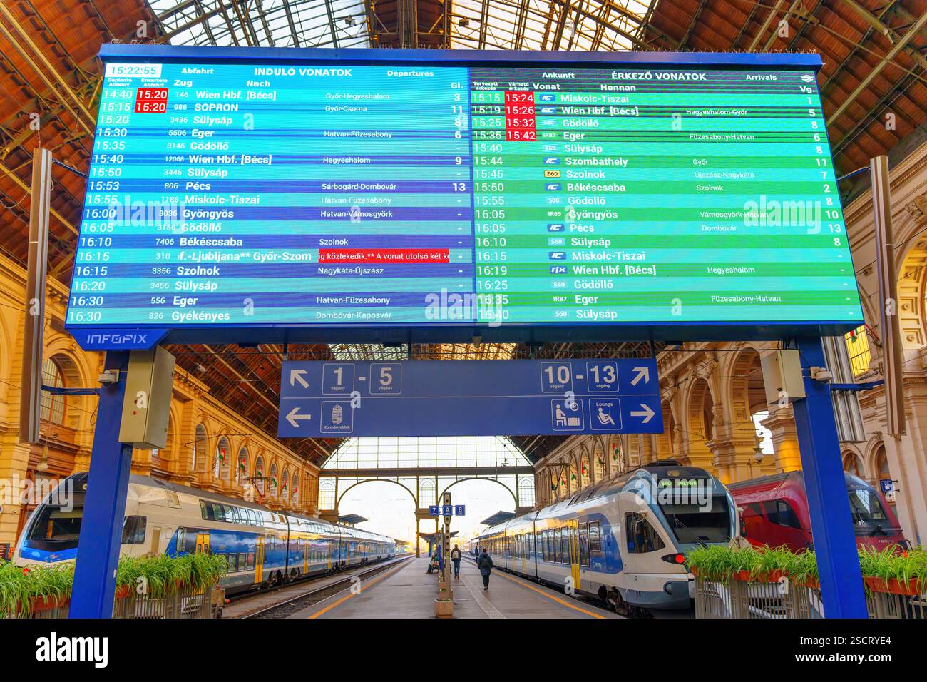 Budapest, Hungary - November 24, 2024: Display board showing train ...