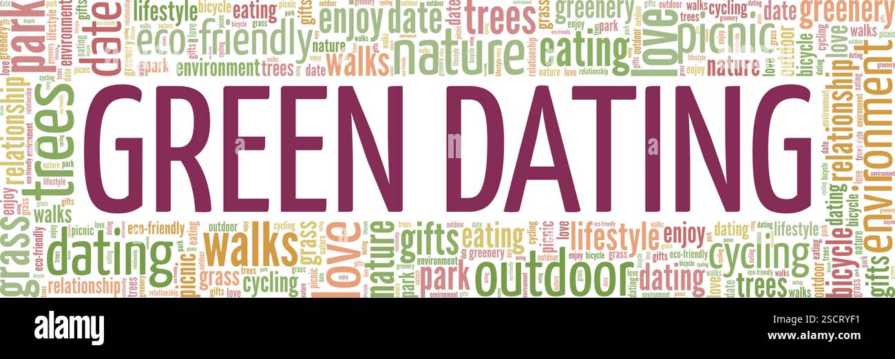 Green Dating word cloud conceptual design isolated on white background ...