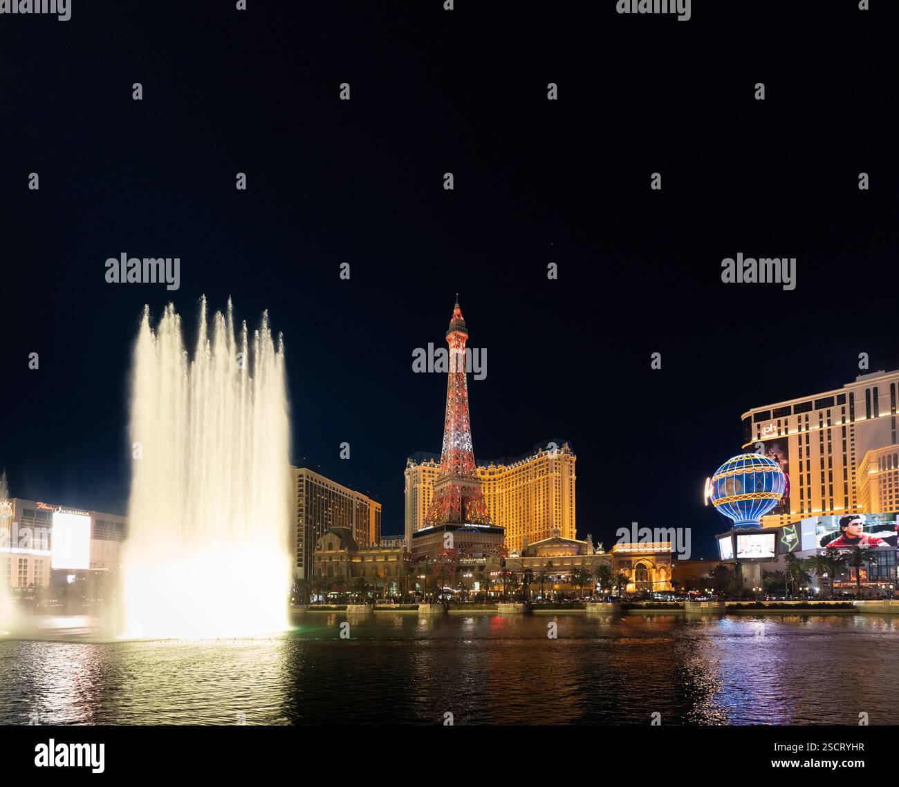 The Bellagio fountains show a spectacular light and water display at ...
