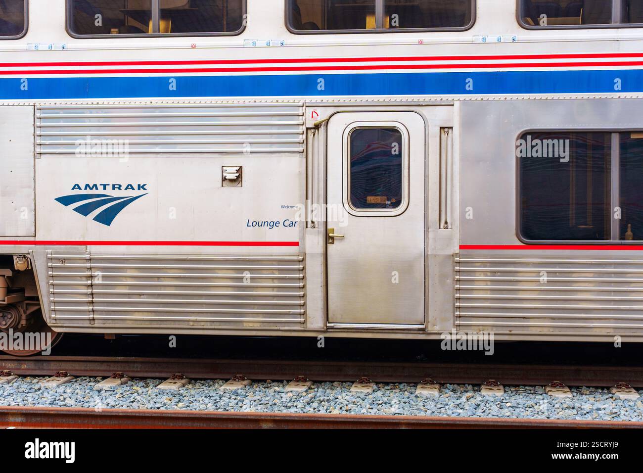 Los Angeles, California - December 30, 2024: Close-up view of Amtrak ...