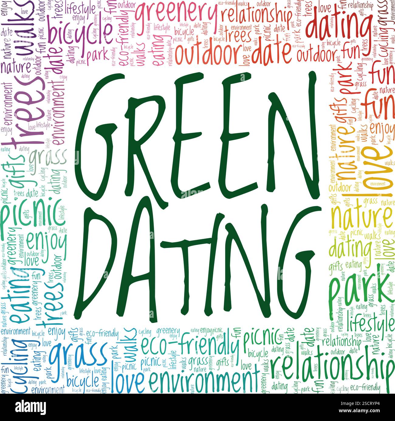 Green Dating word cloud conceptual design isolated on white background ...