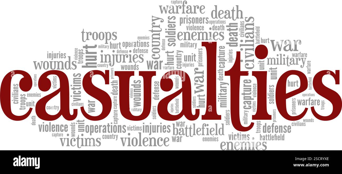 Casualties of war word cloud conceptual design isolated on white ...