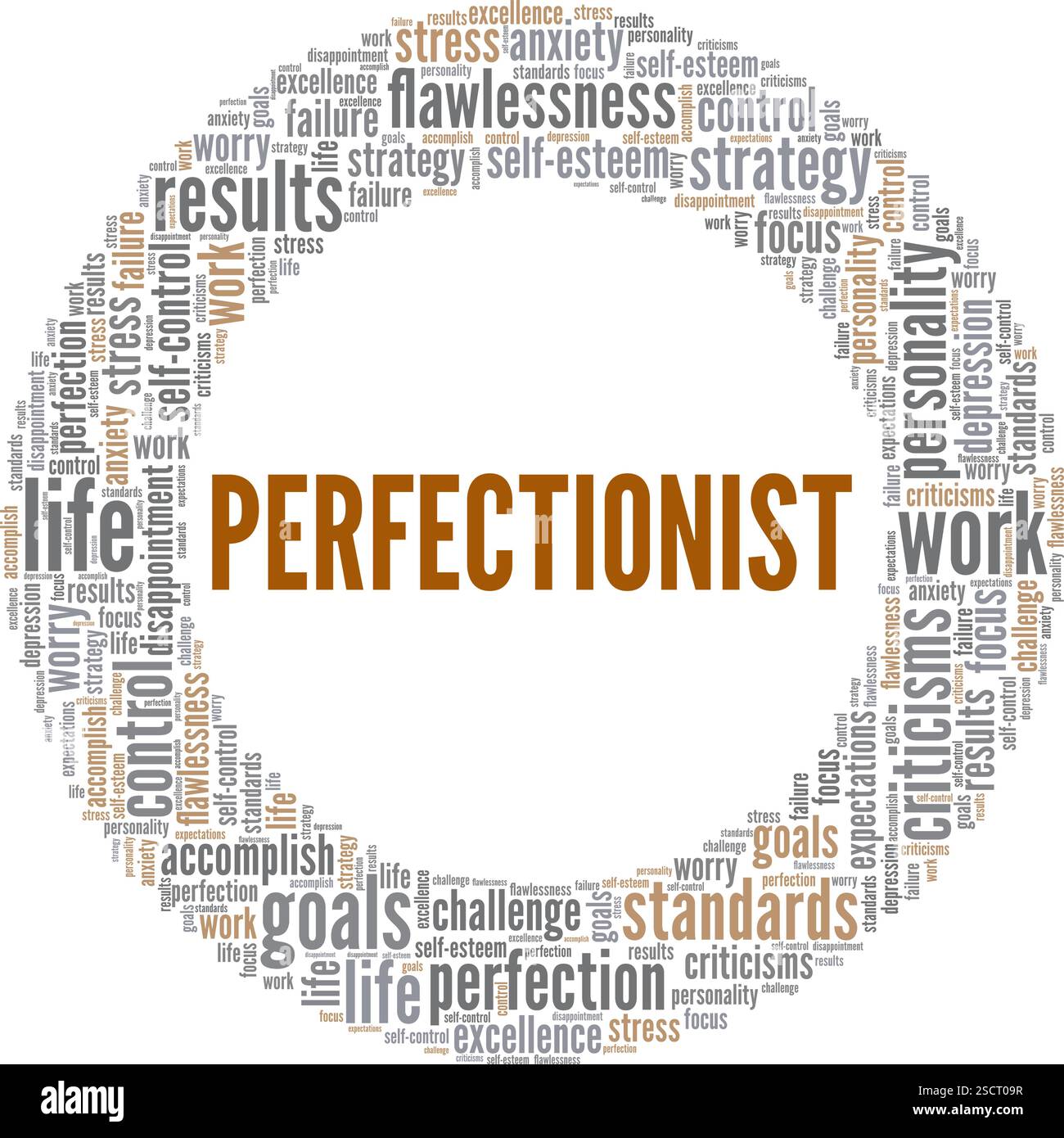 Perfectionist word cloud conceptual design isolated on white background ...