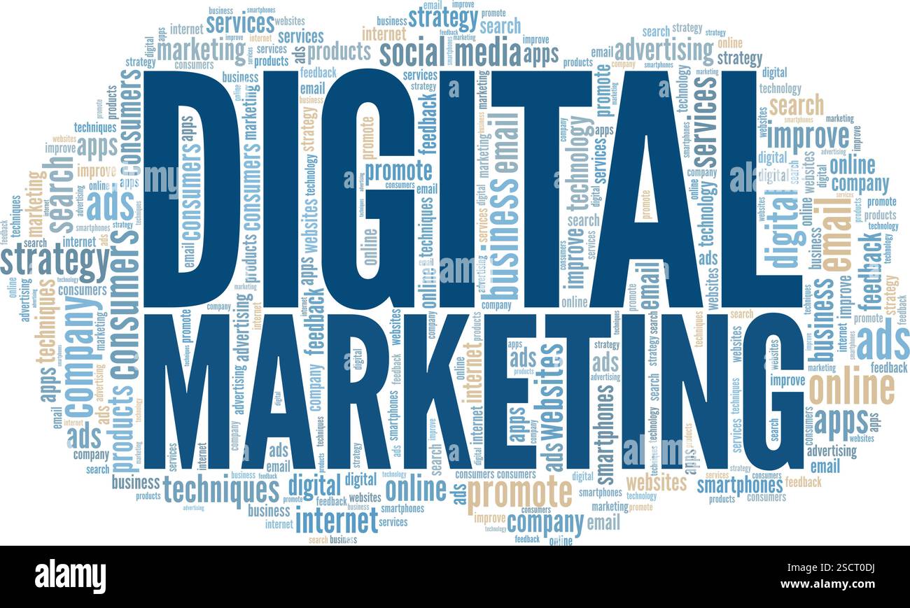 Digital Marketing word cloud conceptual design isolated on white ...