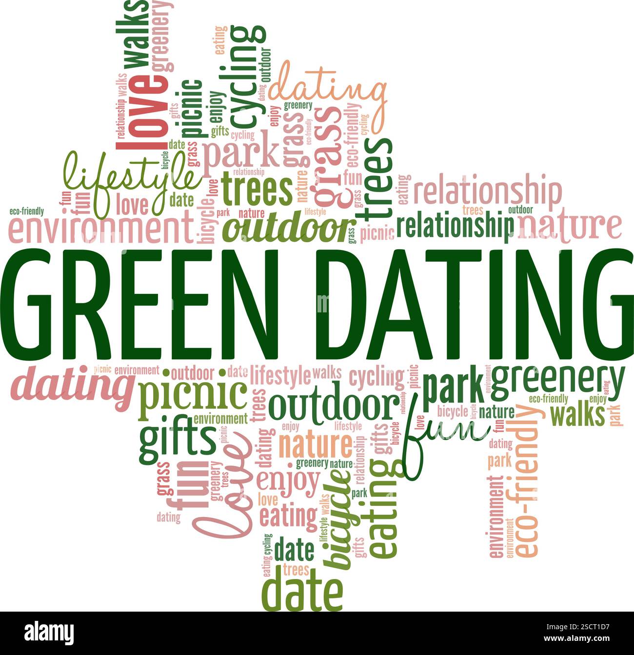 Green Dating word cloud conceptual design isolated on white background ...