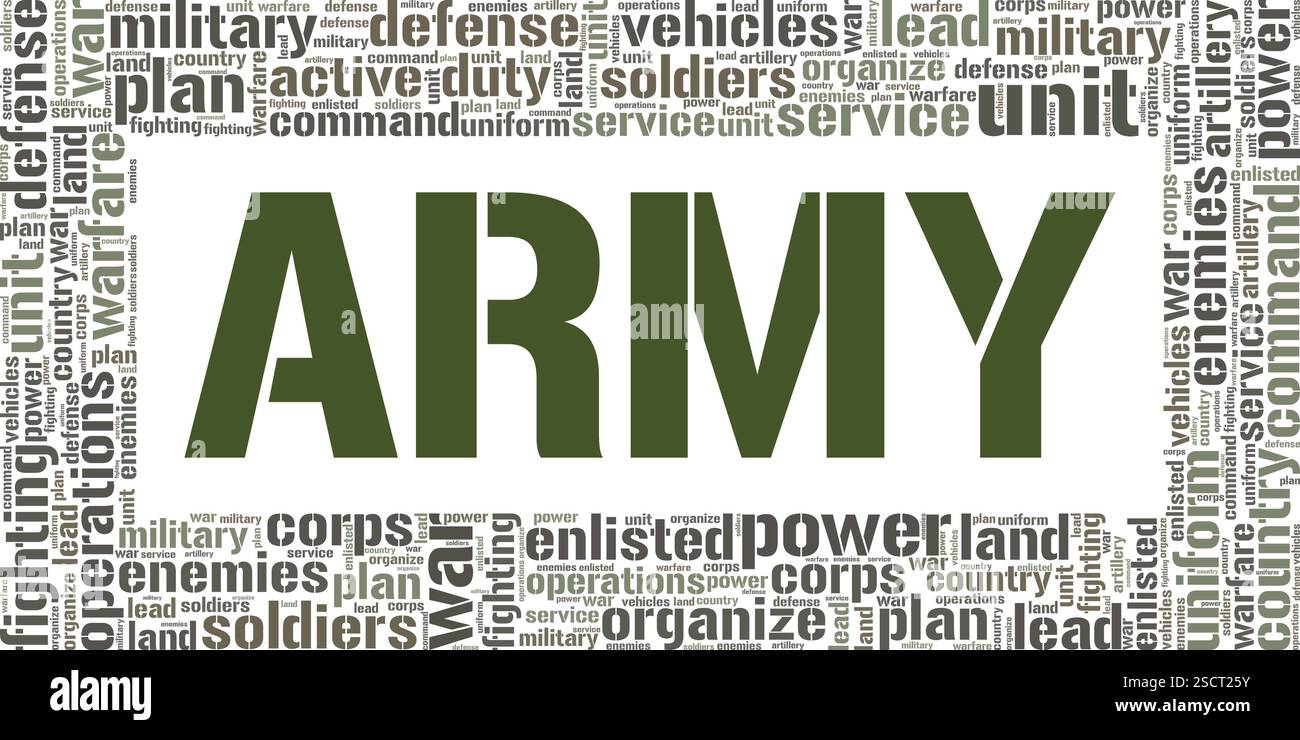 Army word cloud conceptual design isolated on white background Stock ...