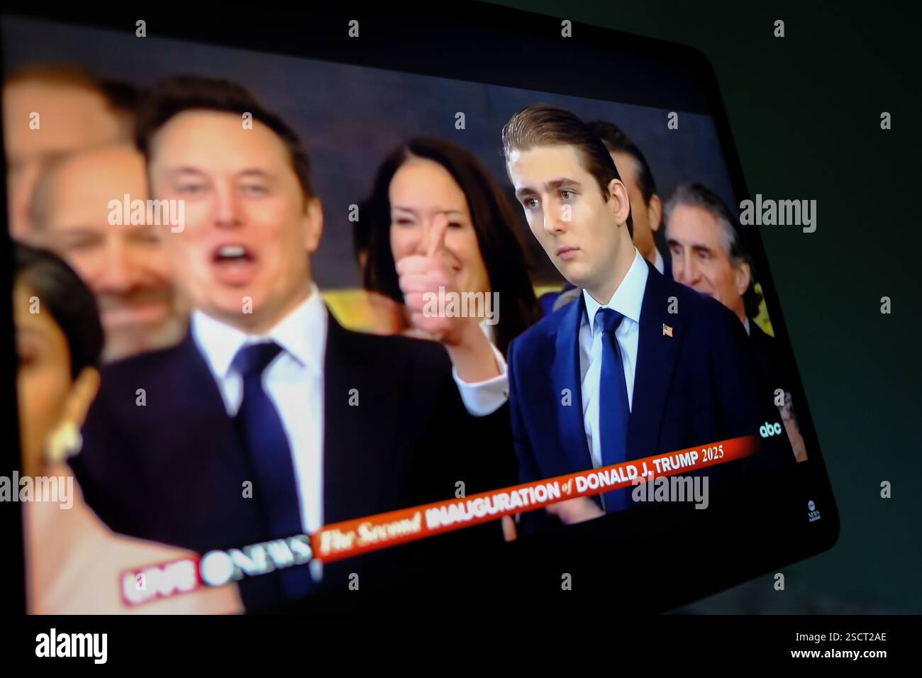 New York, USA - 25 Jan 2025 - The news of the Trump inauguration on a ...