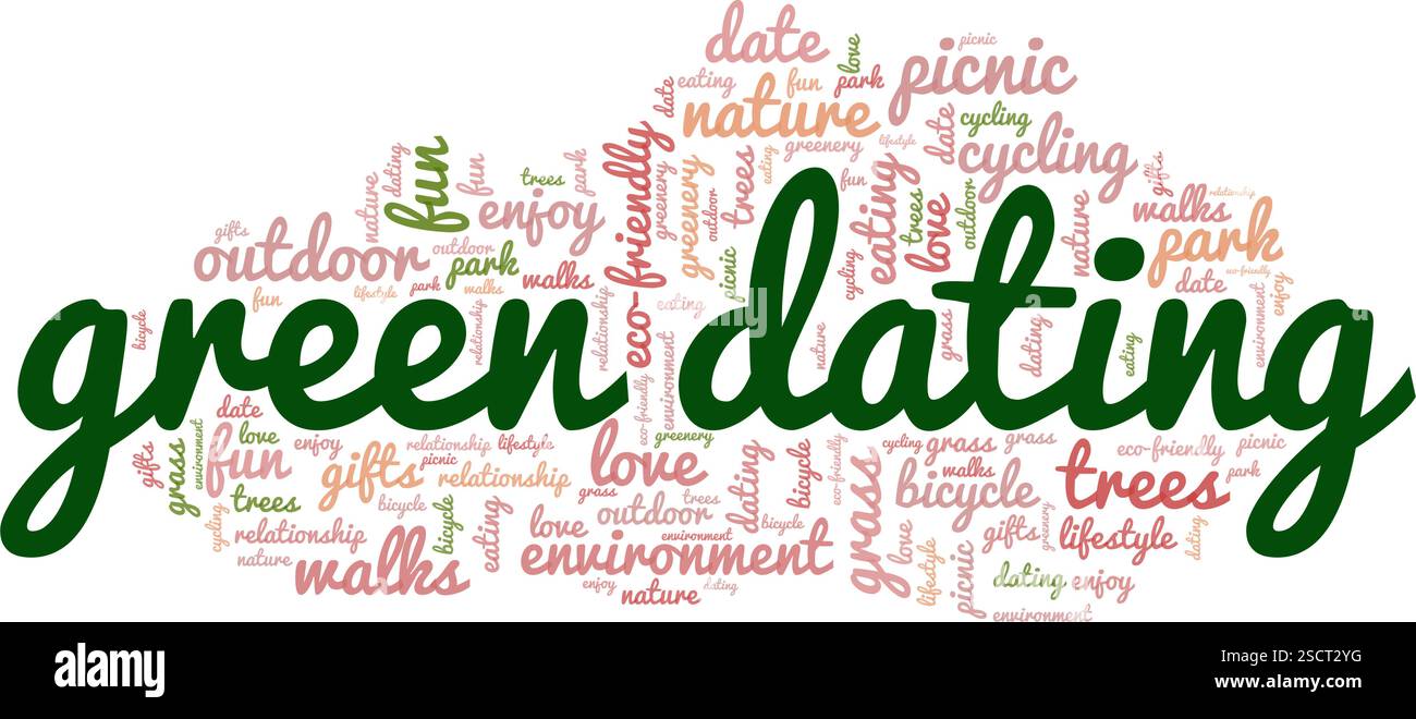 Green Dating word cloud conceptual design isolated on white background ...