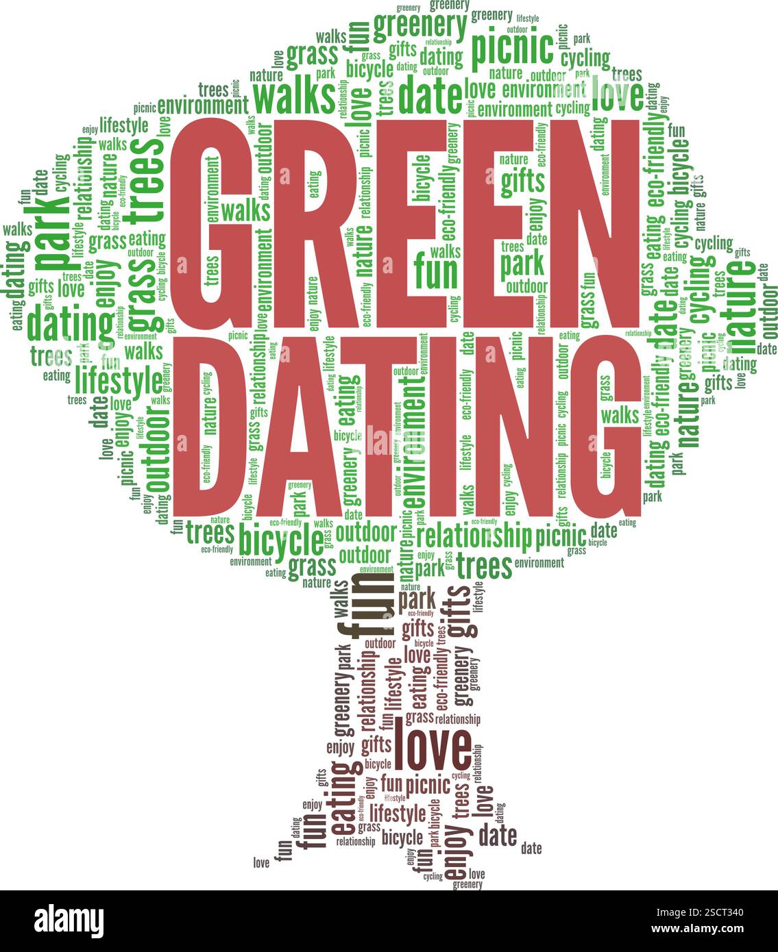 Green Dating word cloud conceptual design isolated on white background ...