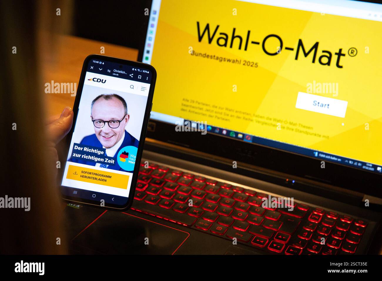 07.02.2025, xtgx, Symbolfotos Wahl-O-Mat zur Bundestagswahl. Startseite ...