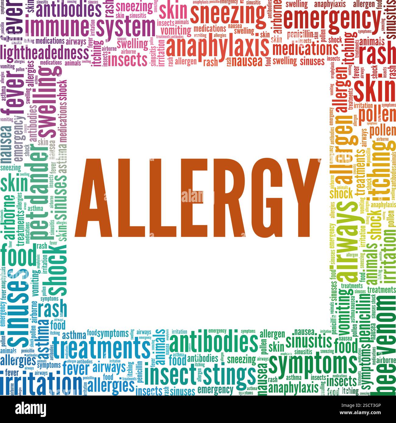 Allergies word cloud conceptual design isolated on white background ...