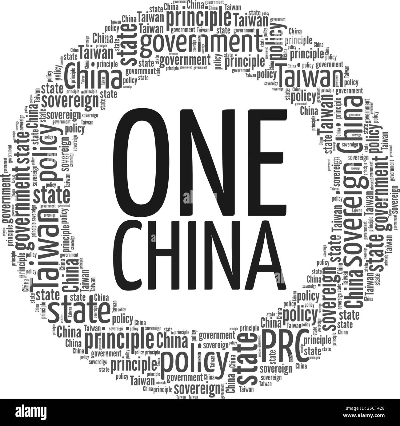 One China Policy word cloud conceptual design isolated on white ...
