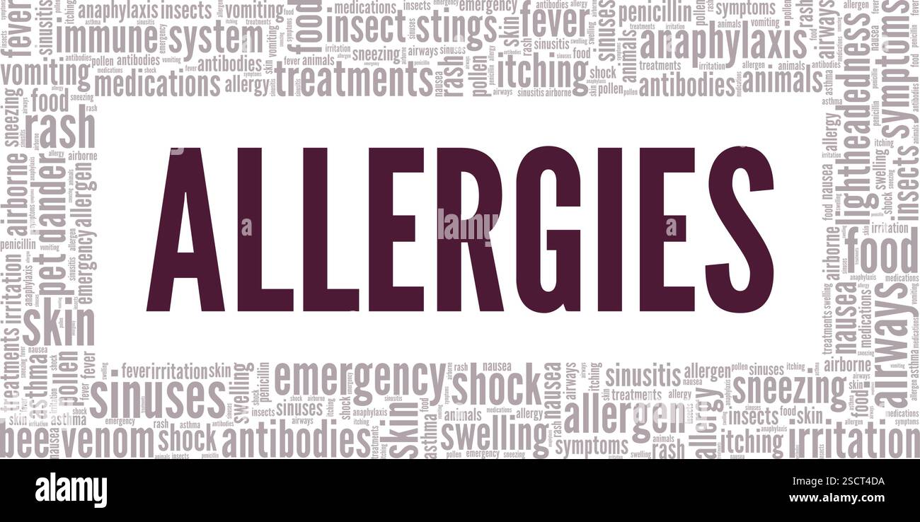 Allergies word cloud conceptual design isolated on white background ...