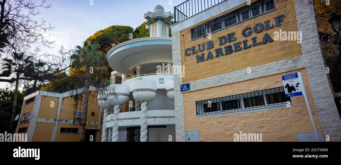 Golf club building in Spanish Costa del Sol tourist destination and ...