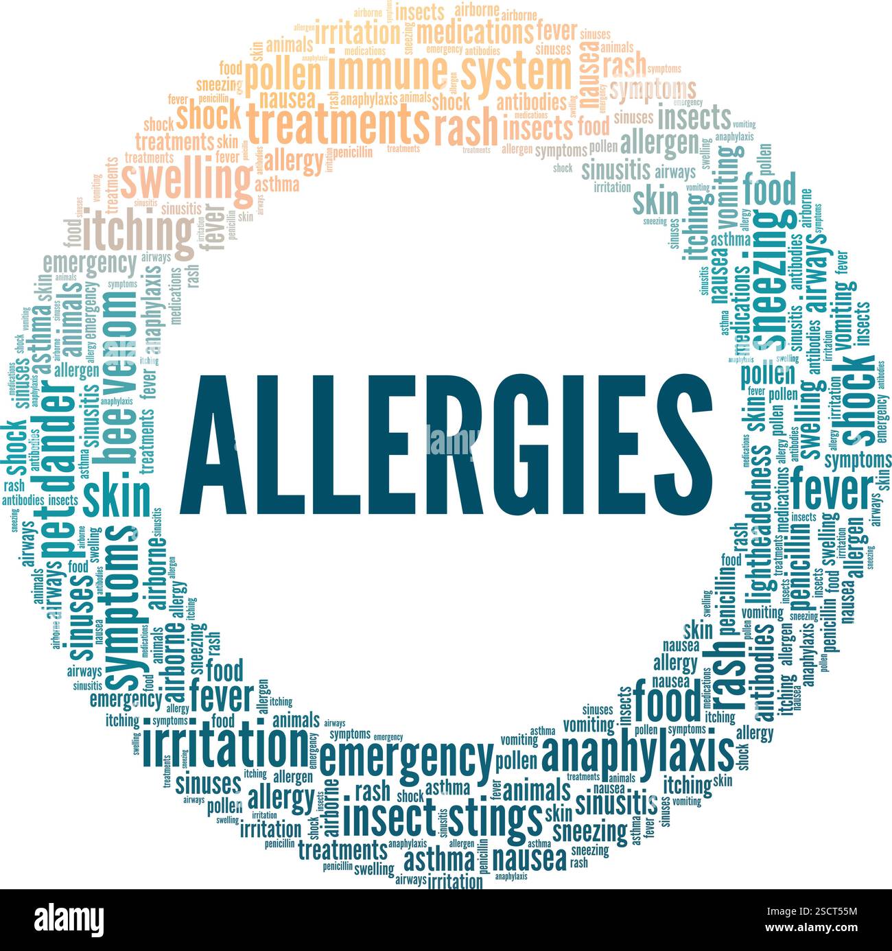 Allergies word cloud conceptual design isolated on white background ...