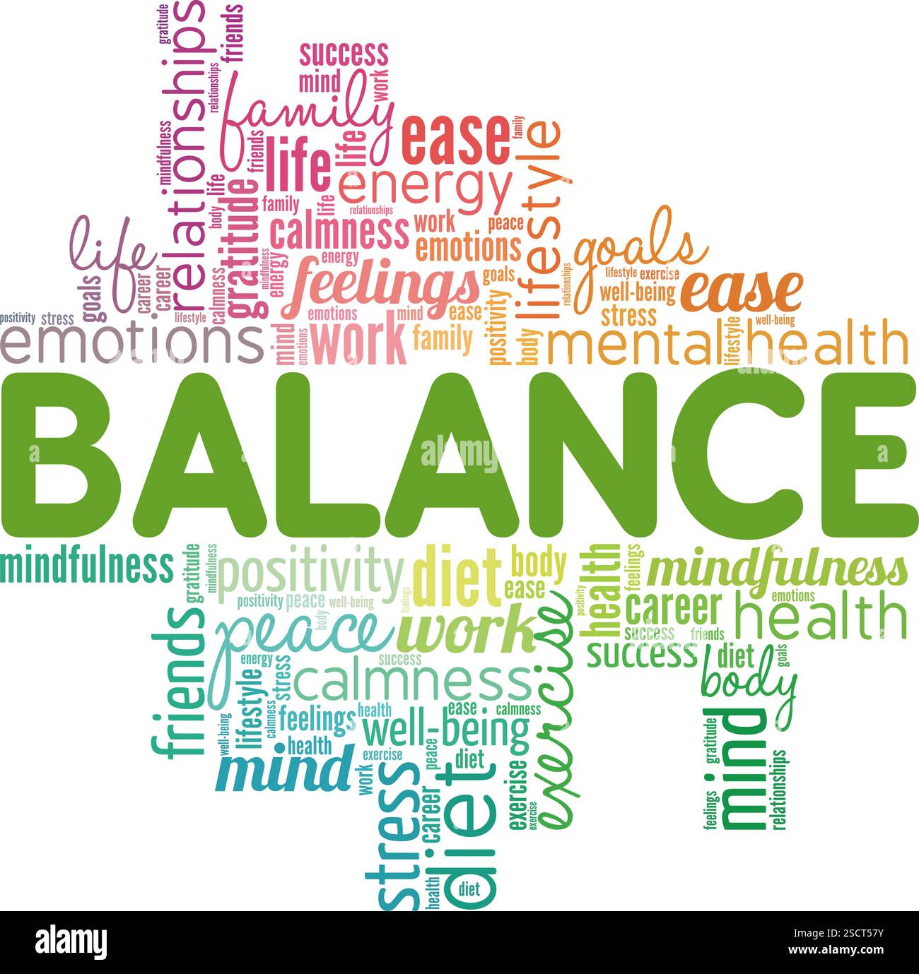 Balance word cloud conceptual design isolated on white background Stock ...