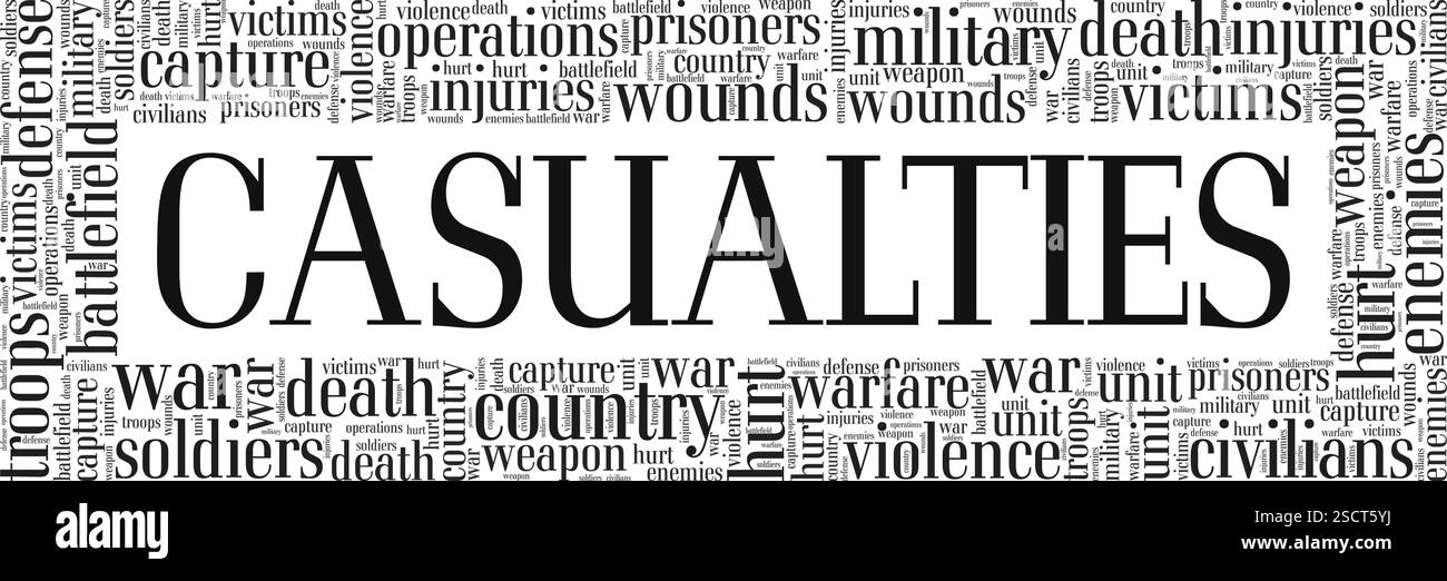 Casualties of war word cloud conceptual design isolated on white ...