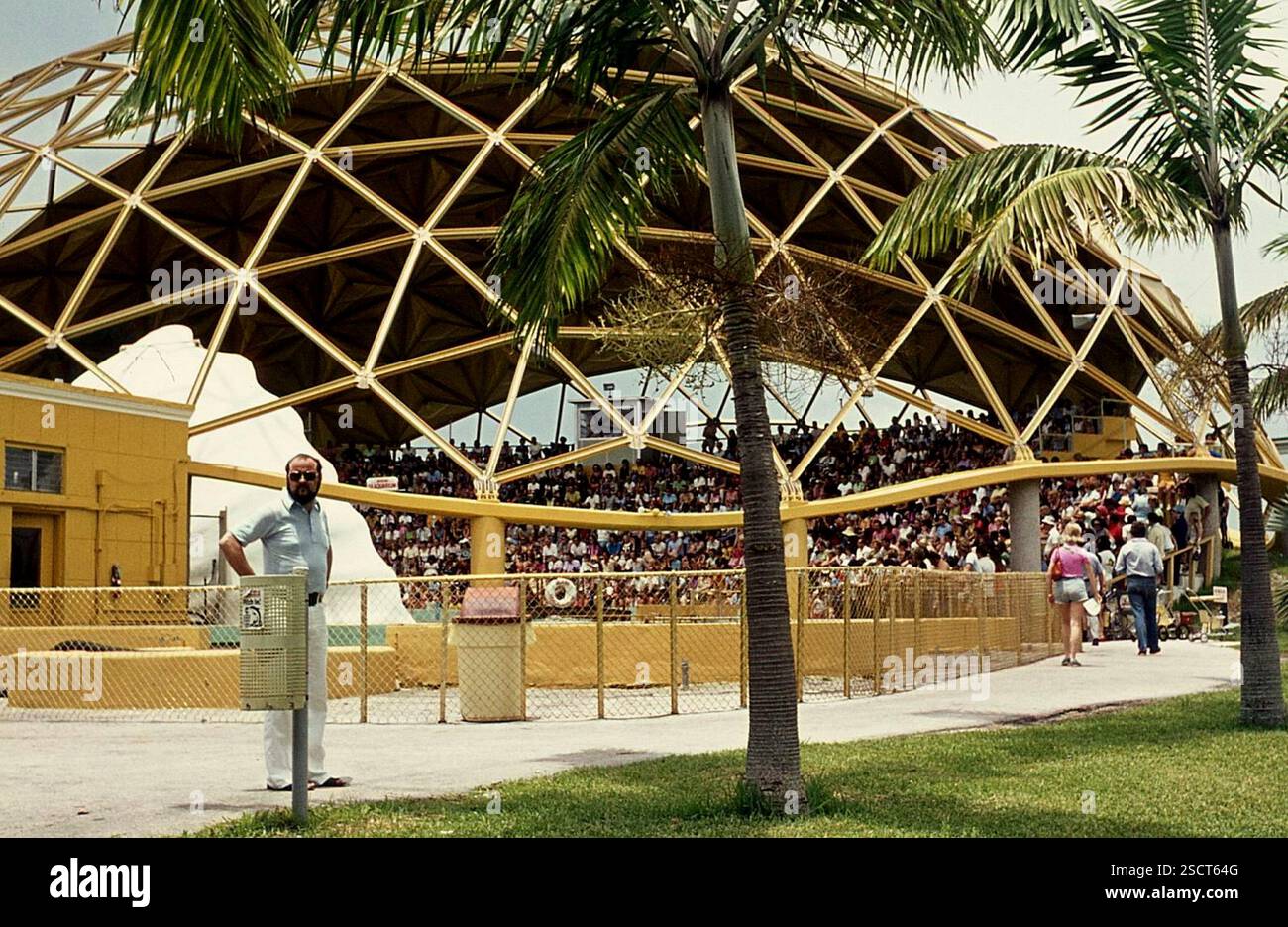 Large hall with orca tank at the Seaquarium in Miami. [automated ...