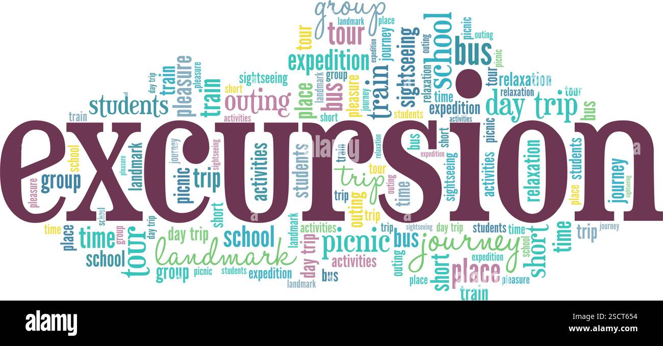 Excursion word cloud conceptual design isolated on white background ...