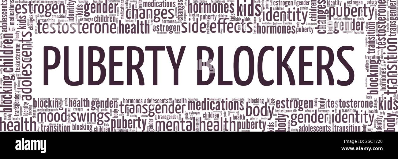 Puberty Blockers word cloud conceptual design isolated on white ...