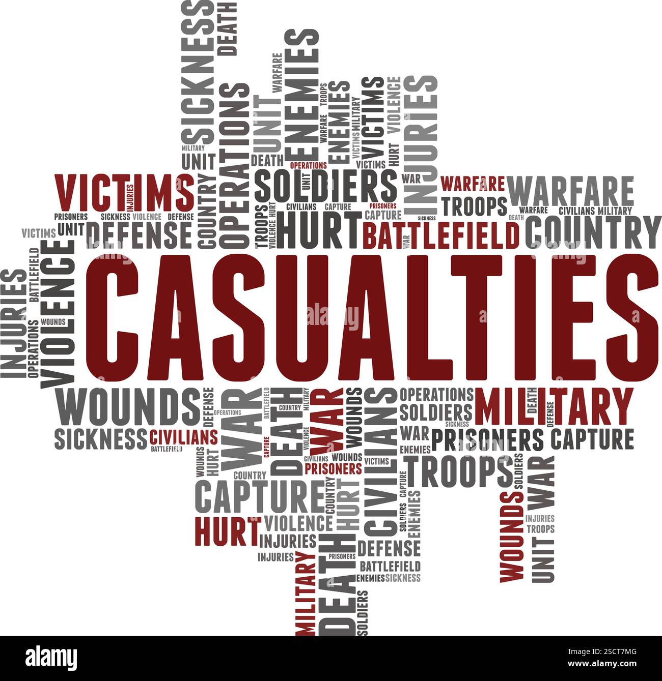 Casualties of war word cloud conceptual design isolated on white ...