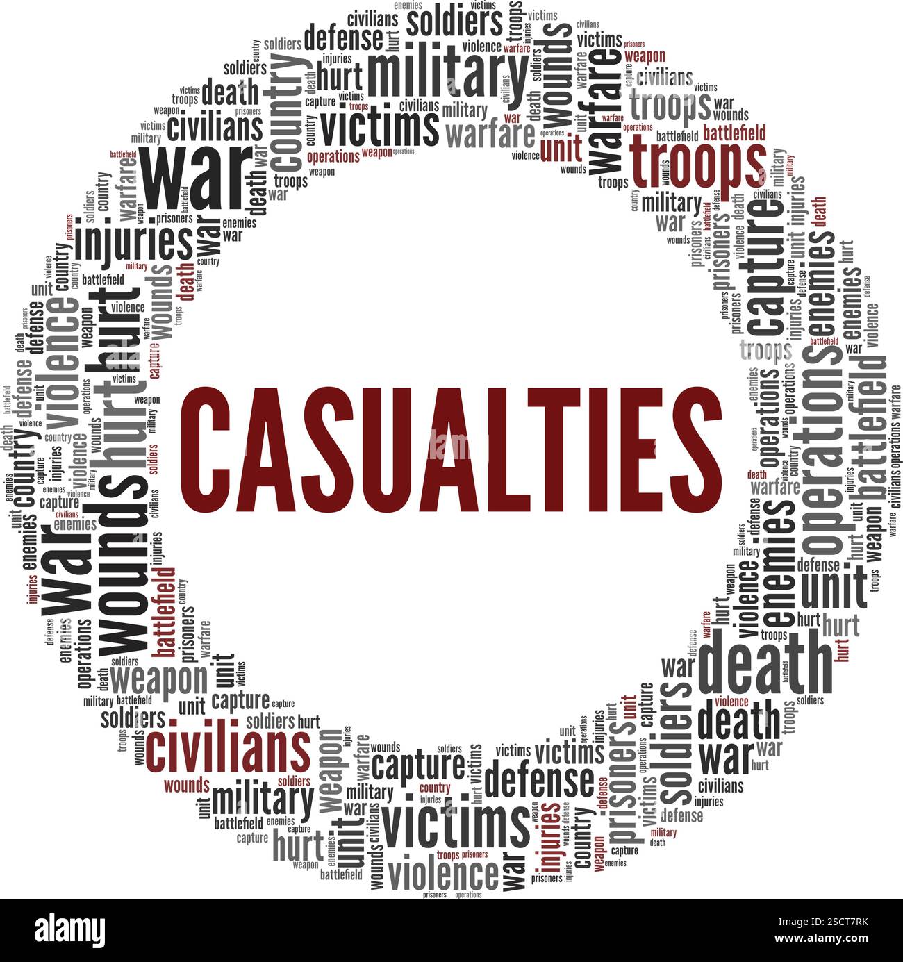 Casualties of war word cloud conceptual design isolated on white ...