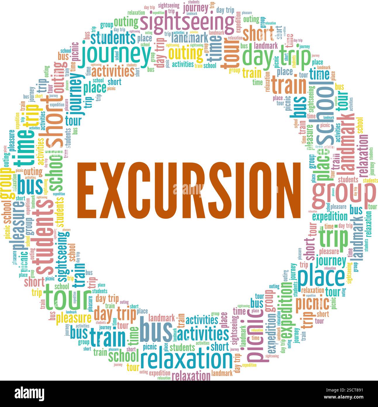 Excursion word cloud conceptual design isolated on white background ...