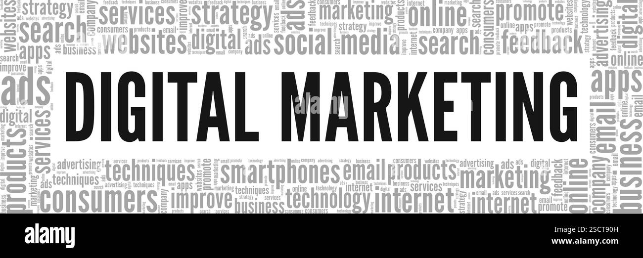 Digital Marketing word cloud conceptual design isolated on white ...