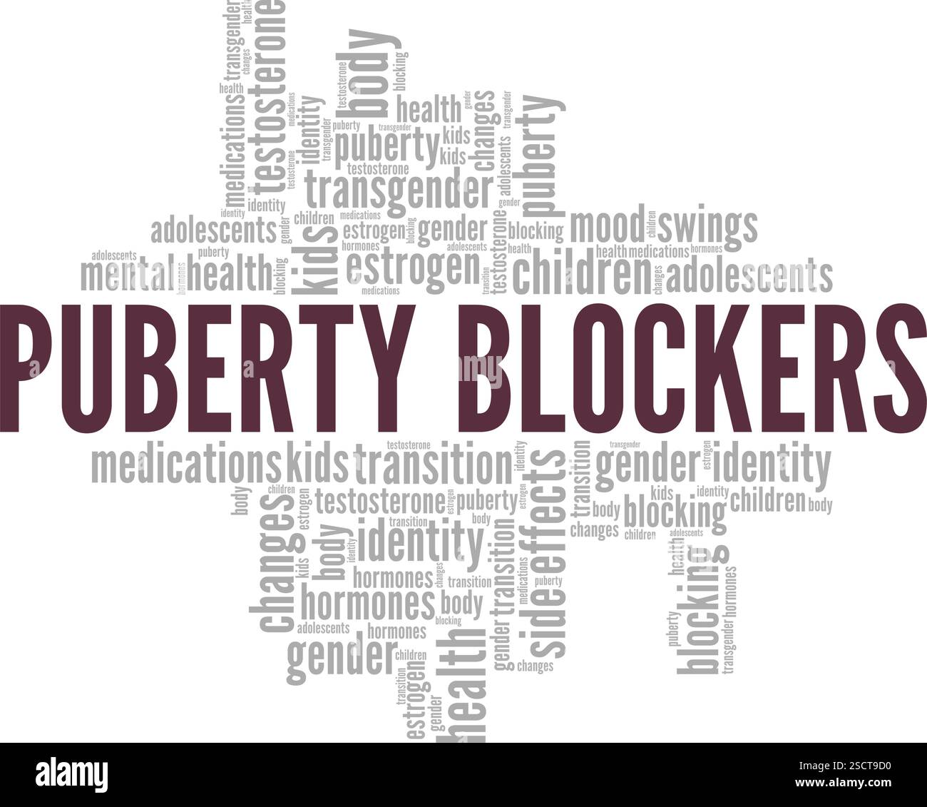 Puberty Blockers word cloud conceptual design isolated on white ...