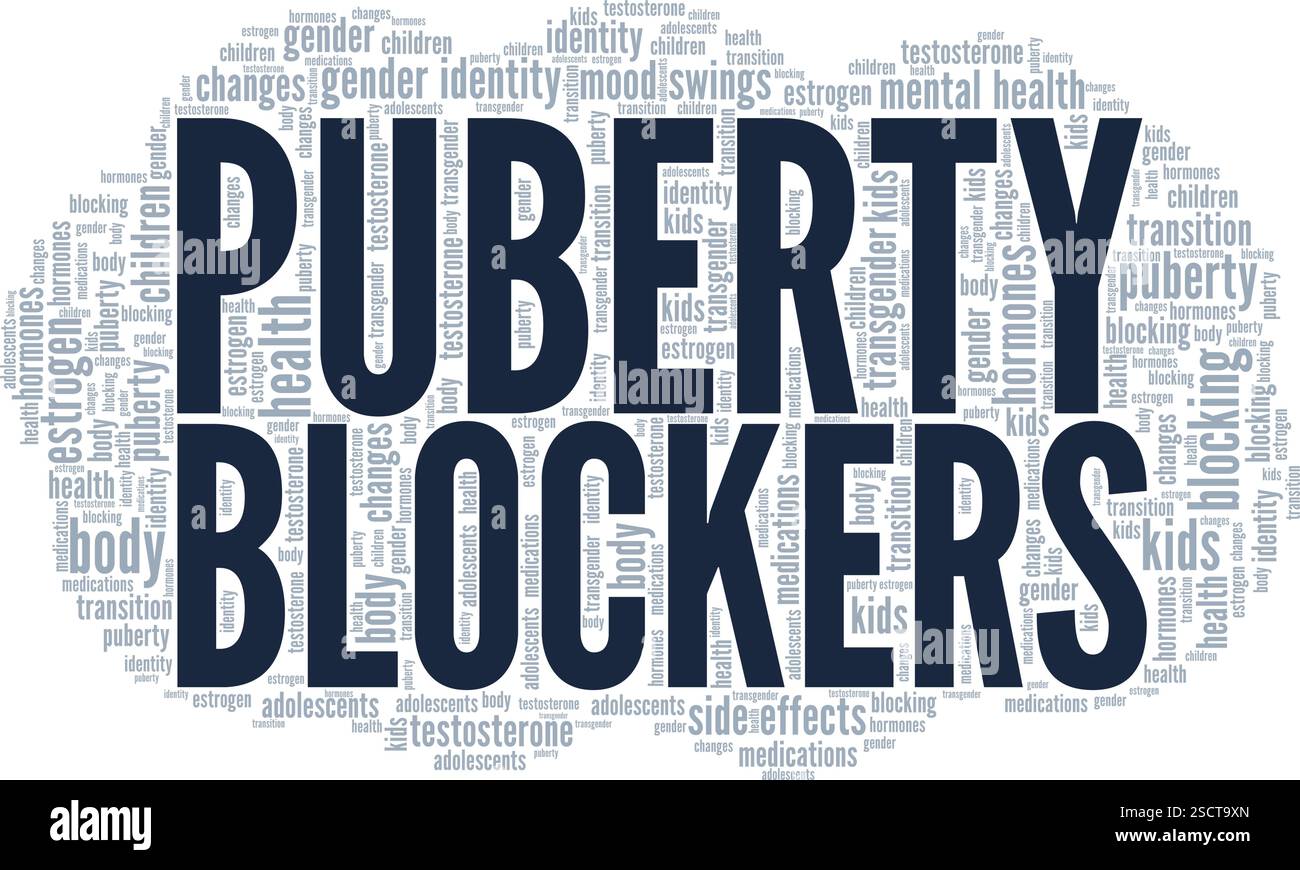 Puberty Blockers word cloud conceptual design isolated on white ...