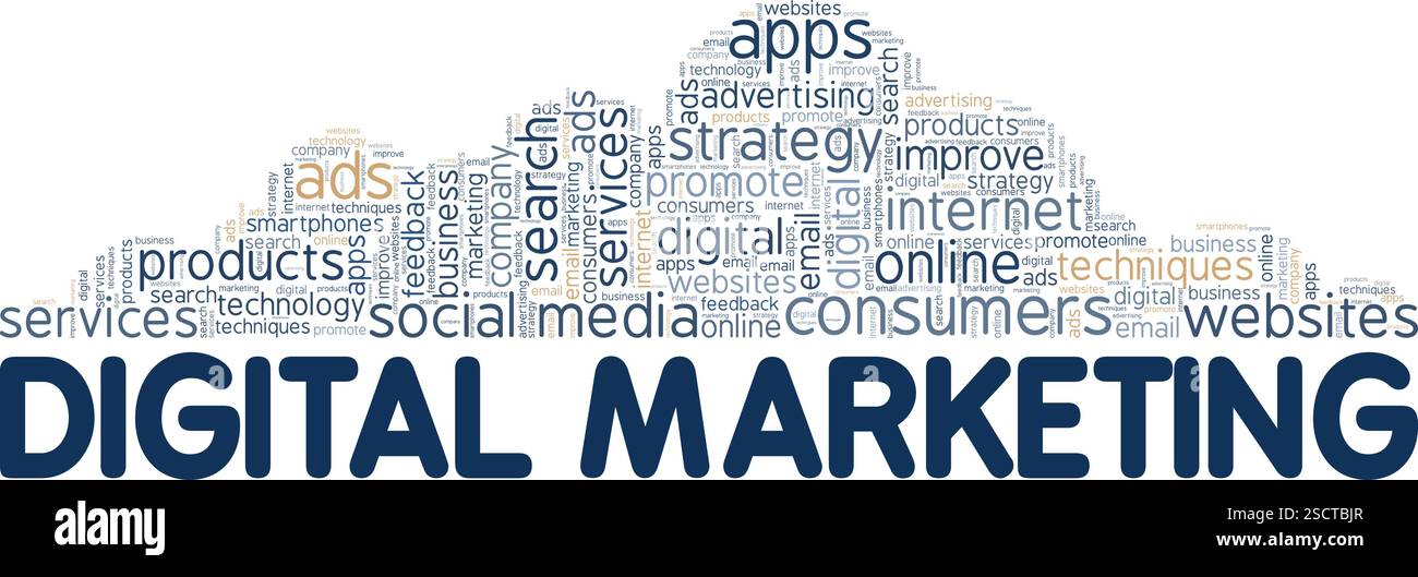 Digital Marketing word cloud conceptual design isolated on white ...